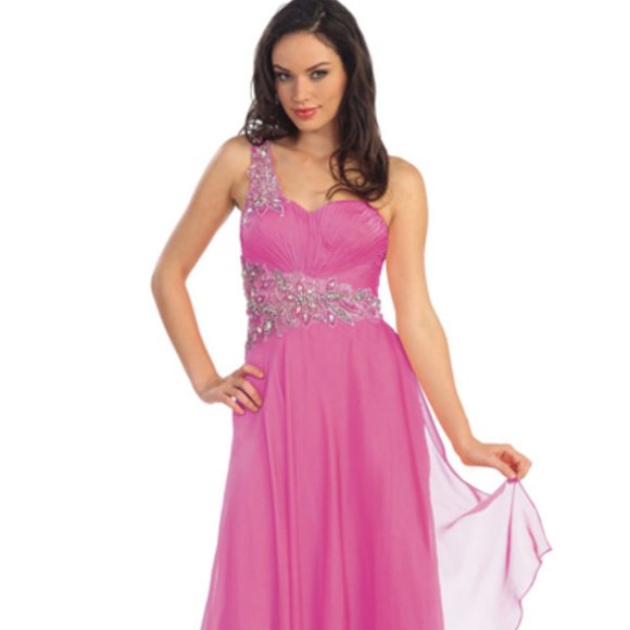 GLS Collective | Dresses | New Long Sleeveless Aline Chiffon Dress Embroidered With Rhinestones ...